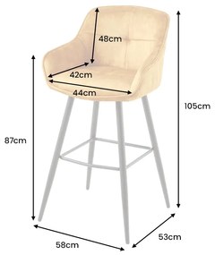 Designová barová židle Natasha tmavě hořčicový samet