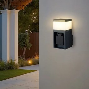 BRILAGI - Venkovní lampa se zásuvkou SCHUKO PILLAR 1xG9/11W/230V IP44 antracit