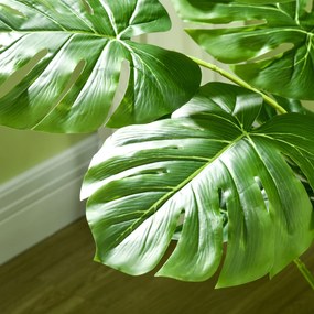 HOMCOM Umělá rostlina Monstera 120cm s květináčem a PE mechem, klamně skutečná pro obývací pokoj a dekorace v zelené barvě | Aosom.de