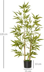 Umělá rostlina HOMCOM 120 cm v květináči se 336 listy, realistický falešný bambus pro interiér a exteriér