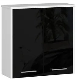 Koupelnová závěsná skříňka FIN W60 2D-černá/bílá
