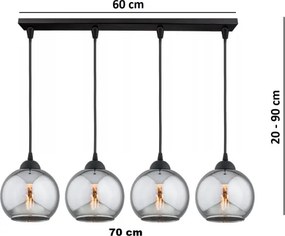 BRILAGI - Lustr na lanku DIOR 4xE27/60W/230V černá/kouřová šedá