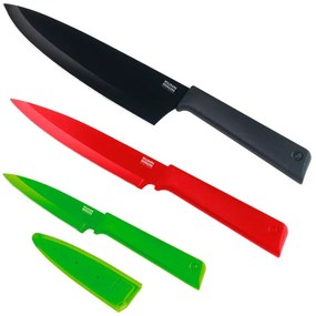 Kuhn Rikon Sada nožů 3ks černý/červený/zelený 18, 13 a 9,5 cm