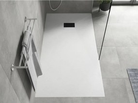 Mexen Hugo, obdélníková sprchová vanička SMC 180 x 90 cm, bílá, černá krytka, 42109018-B