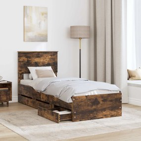 Rám postele s čelo Kouřový dub 75 x 190 cm Inženýrské dřevo 3410760
