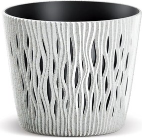 PRO Květináč SANDY ROUND ECO WOOD bílý 12,8cm