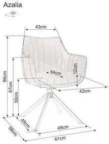 Jídelní židle Azalia Velvet, modrá / černá