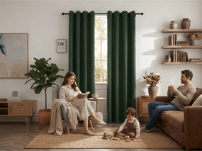 Zatemňovací závěs DUNES VELVET 140x250 cm, tmavě zelený Zavěšení: Kovové kroužky
