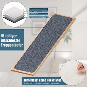 Costway 15 Koberce na schody Protiskluzové koberce na schody 76 cm – světle šedá