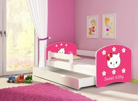 Dětská postel - Kitty 160x80 cm + šuplík bílá
