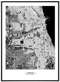 Chicago map - 50x70 cm Obraz