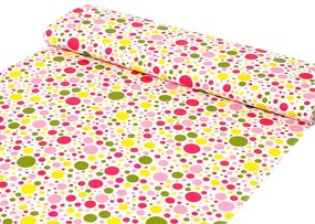 Biante Dětské bavlněné povlečení do postýlky Sandra SA-209 Růžové a žluté puntíky na bílém Do postýlky 100x135 a 40x60 cm
