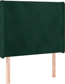 Čelo postele s LED tmavě zelené 83 x 16 x 118/128 cm samet 3123801