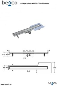 BESCO Odtokový žlab VIRGO DUO Rozměr A - 90 cm ZLOL90VD