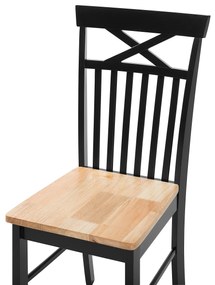 Sada 2 dřevěných jídelních židlí světlé dřevo/černá HOUSTON Beliani