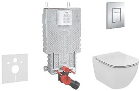 Grohe Uniset - Set předstěnové instalace, klozetu a sedátka Ideal Standard, tlačítka Skate Cosmo, Aquablade, SoftClose, chrom 38643SET-KU