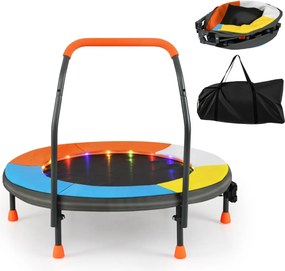 Costway Dětská trampolína Ø 90 cm s LED osvětlením a madlem