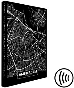 Obraz Tmavá mapa Amsterdamu (1 díl) vertikální