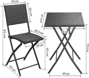 Balkonová sedací sestava Rivena 2+1 skládací