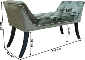 Tempo Kondela Designová lavice HEMY, olivově zelená Velvet látka/kaučukové dřevo
