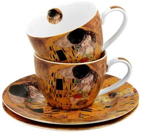 Sada šálků s podšálkem espresso Klimt THE KISS 2 ks 90 ml hnědá