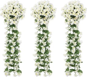 vidaXL Umělé květinové girlandy 3 ks 85 cm [359049] Barva: Bílá