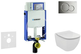 Geberit - Set předstěnové instalace, klozetu a sedátka Ideal Standard Tesi, tlačítka Sigma01, lesklý chrom