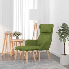 Relaxační křeslo se stoličkou světle zelené samet 3097823
