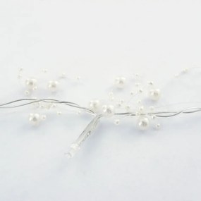 LED světýlka na baterie, bílé perly, 1,3 m, teple bílá, 10 diod, čirý kabel, IP20 interiér, 2,× AA
