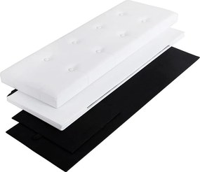 Puf 38 x 110 x 38 cm, skládací úložný otoman z umělé kůže, bílý