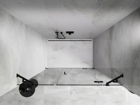 Mexen Lunar, pravé otočné sprchové dveře 155 cm, čiré sklo, černý profil, 834S-155-050-70-00-P