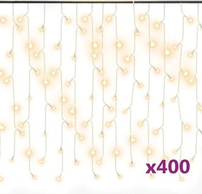 LED světelný závěs s rampouchy 10 m 400 LED teplý bílý 8 funkcí 328908