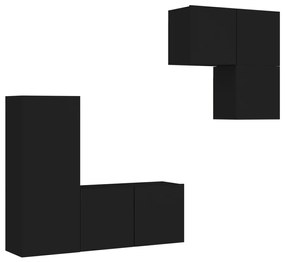 vidaXL 4dílná obývací stěna černá kompozitní dřevo
