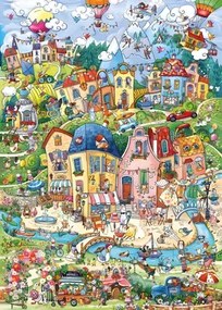 HEYE Puzzle Happy Town: Dobré ráno! / 1000 dílků / 50 x 70 cm