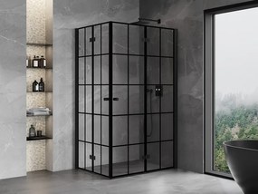 Mexen Mist-F Duo, skládací sprchový kout 75 x 80 cm, čiré sklo-černá mřížka, 8A6-075L-080P-70-77