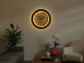 Li-Go "Inverzní ciferník" světelné hodiny s powerbankou a pohybovým čidlem/dub velikost svítidla/hodin: 50 cm