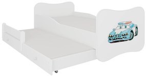 Dětská postel s matracemi GONZALO II 160x80 Motiv: KOCOUR V AUTĚ