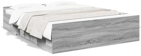 Rám postele se zásuvkami šedý sonoma 160 x 200 cm kompozit - Default Title