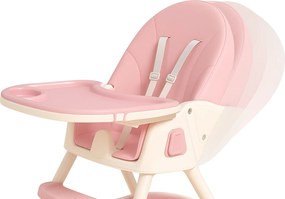 Židle na krmení KDK03 4v1 růžová + košík a kolečka ZDARMA