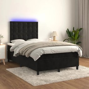 Box spring postel s matrací a LED černá 120x200 cm samet 3136355