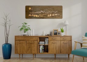 Li-Go "Hory, les" světelný obraz s baterií 120x40cm varianta ovládání: manuál/pohybové čidlo, provedení povrchu: dub