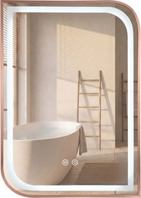 Rea ZONE, LED zrcadlo 50x70cm v rámu, broušené růžové zlato, HOM-00304