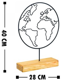 Kovová dekorace World 40 cm černá