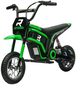 HOMCOM Dětská elektrická motorka 12V s klaksonem a světlem, 8-16 km/h, otočný plyn, pro děti 8-12 let, zelená | Aosom.de