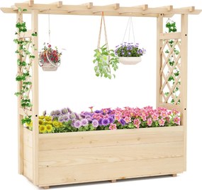 Costway Vyvýšený záhon s mříží a závěsnou střechou Truhlík – 115 × 40 × 103 cm