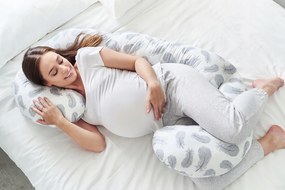Těhotenský a kojicí polštář BABYMAM PREMIUM 300 cm 3v1 - Peříčka s bílou