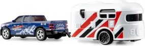 AMEWI RC Pickup Die Cast s karavanem modrá / RC auto / 1:64 / RTR / 2,