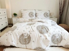 Písecké lůžkoviny Bavlněné povlečení Pampelišky bílo-béžové 200x220 Zapínání: knoflík, Velikost polštáře: 70x90