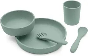 KikkaBoo Jídelní sada 5-dílná Platinum Silicone Sage / od 6 měsíců