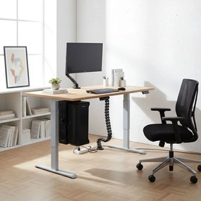 Výškově nastavitelný stůl OfficeTech D, 120 x 80 cm, šedá podnož, dub kraft